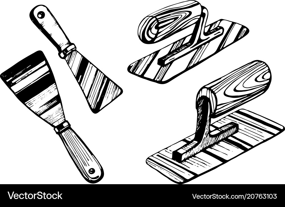 Venetian plaster trowel set Royalty Free Vector Image