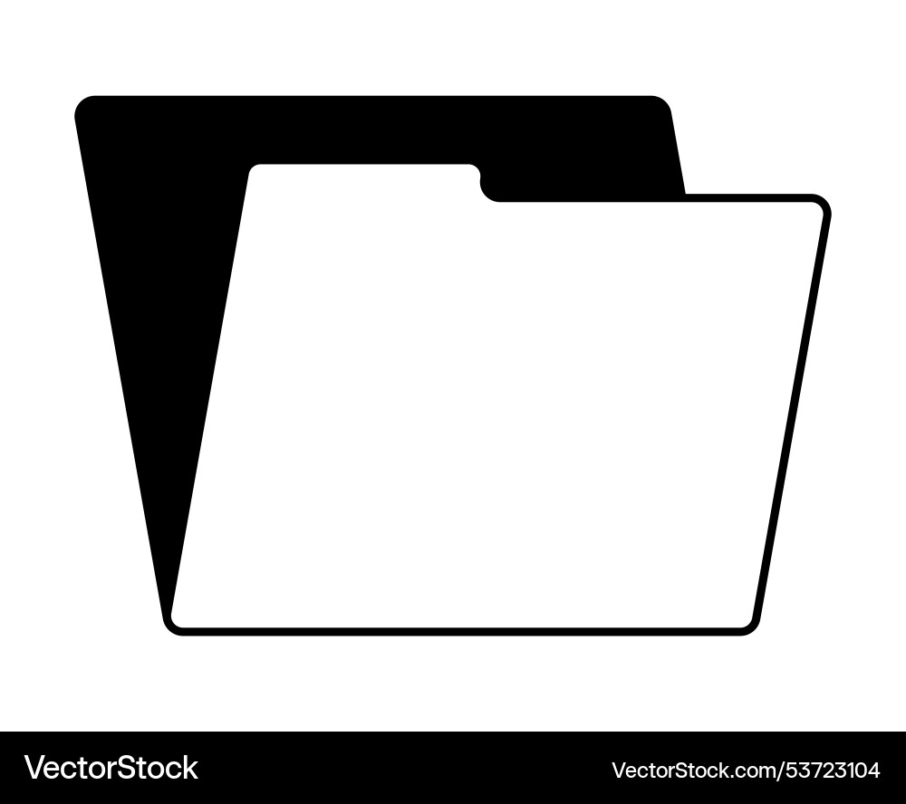 Black and white folder silhouette symbolizing Vector Image