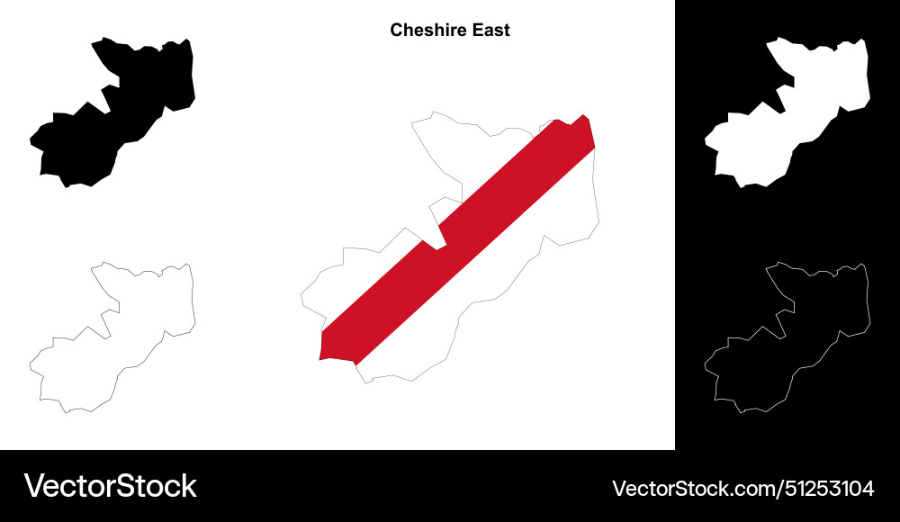 Cheshire east outline map Royalty Free Vector Image