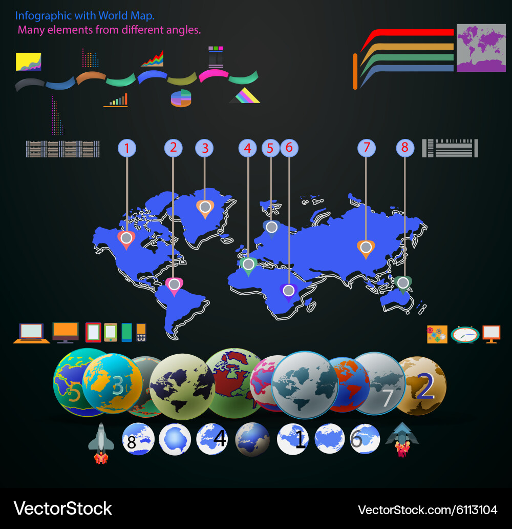 Elements infographic world map Royalty Free Vector Image