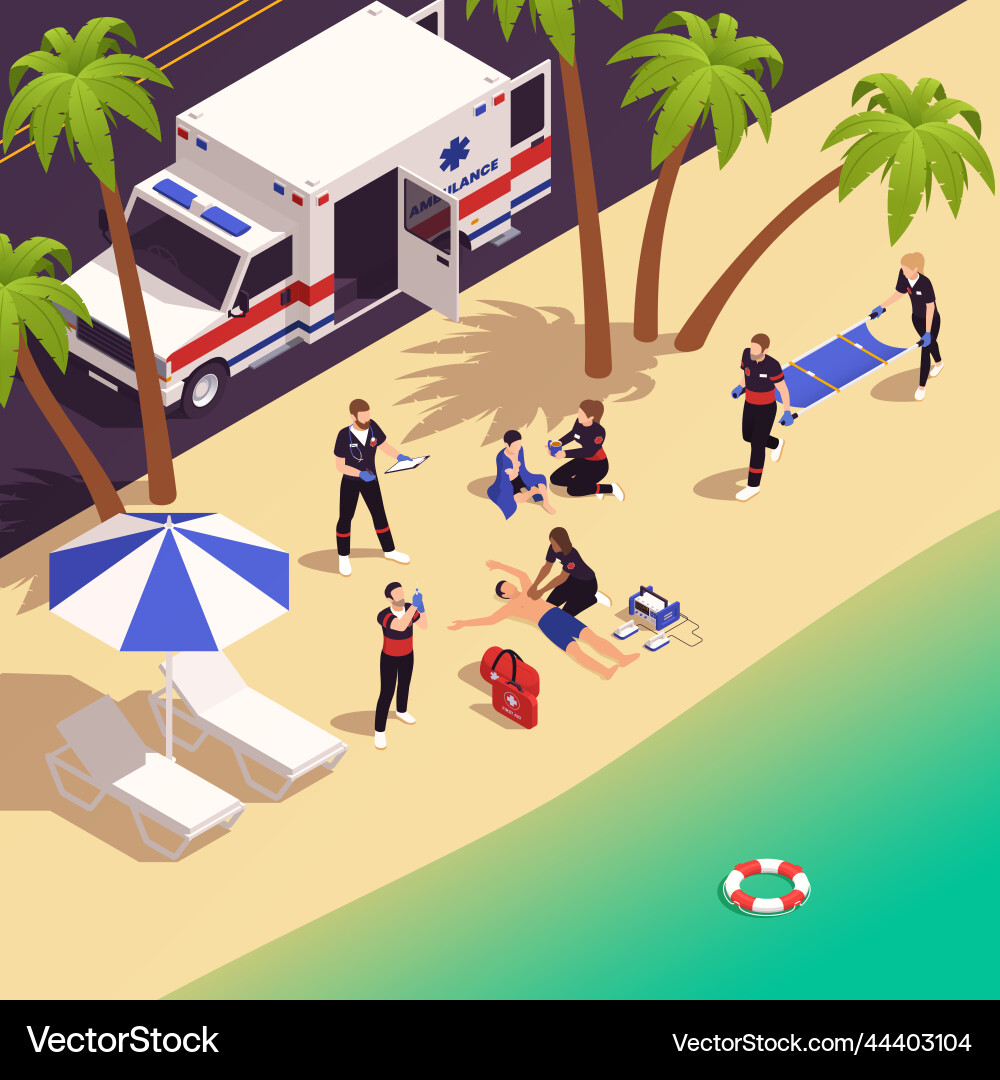 First aid isometric background Royalty Free Vector Image