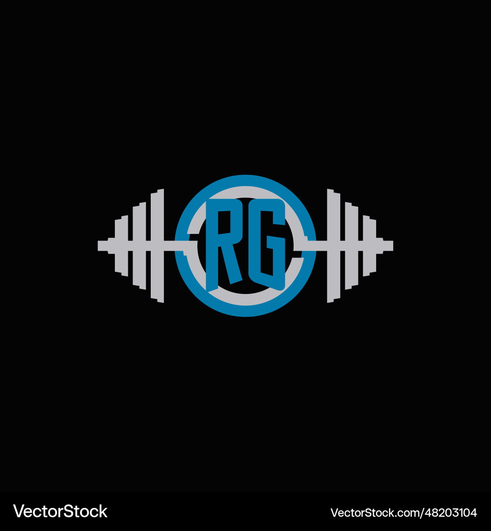 Initial rg logo design with geometric dumbbell Vector Image