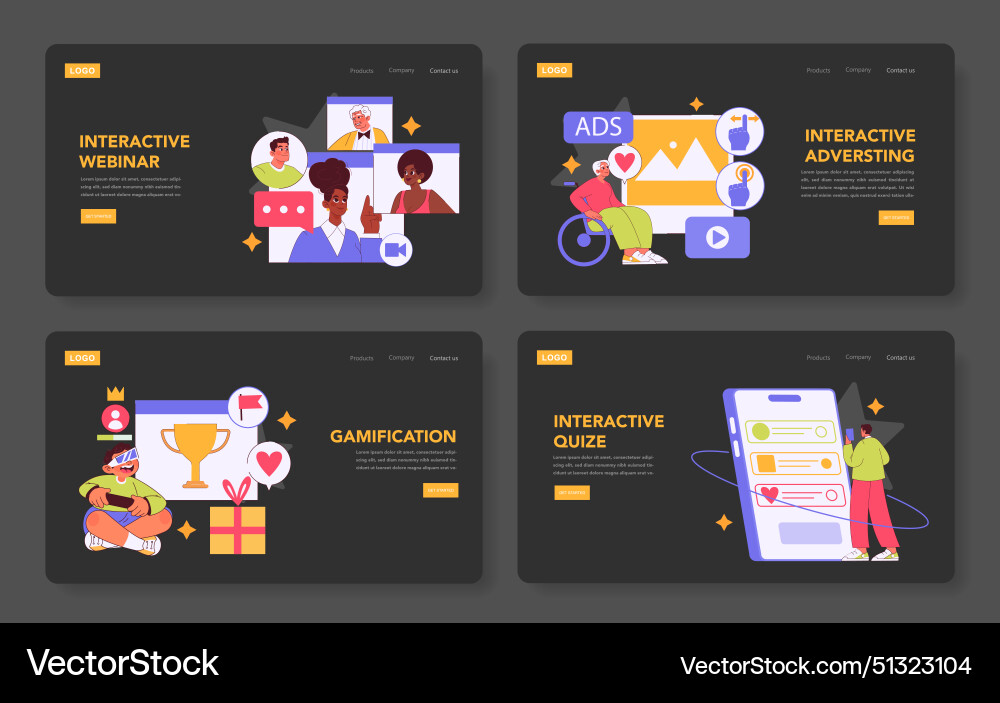 Interactive engagement flat Royalty Free Vector Image