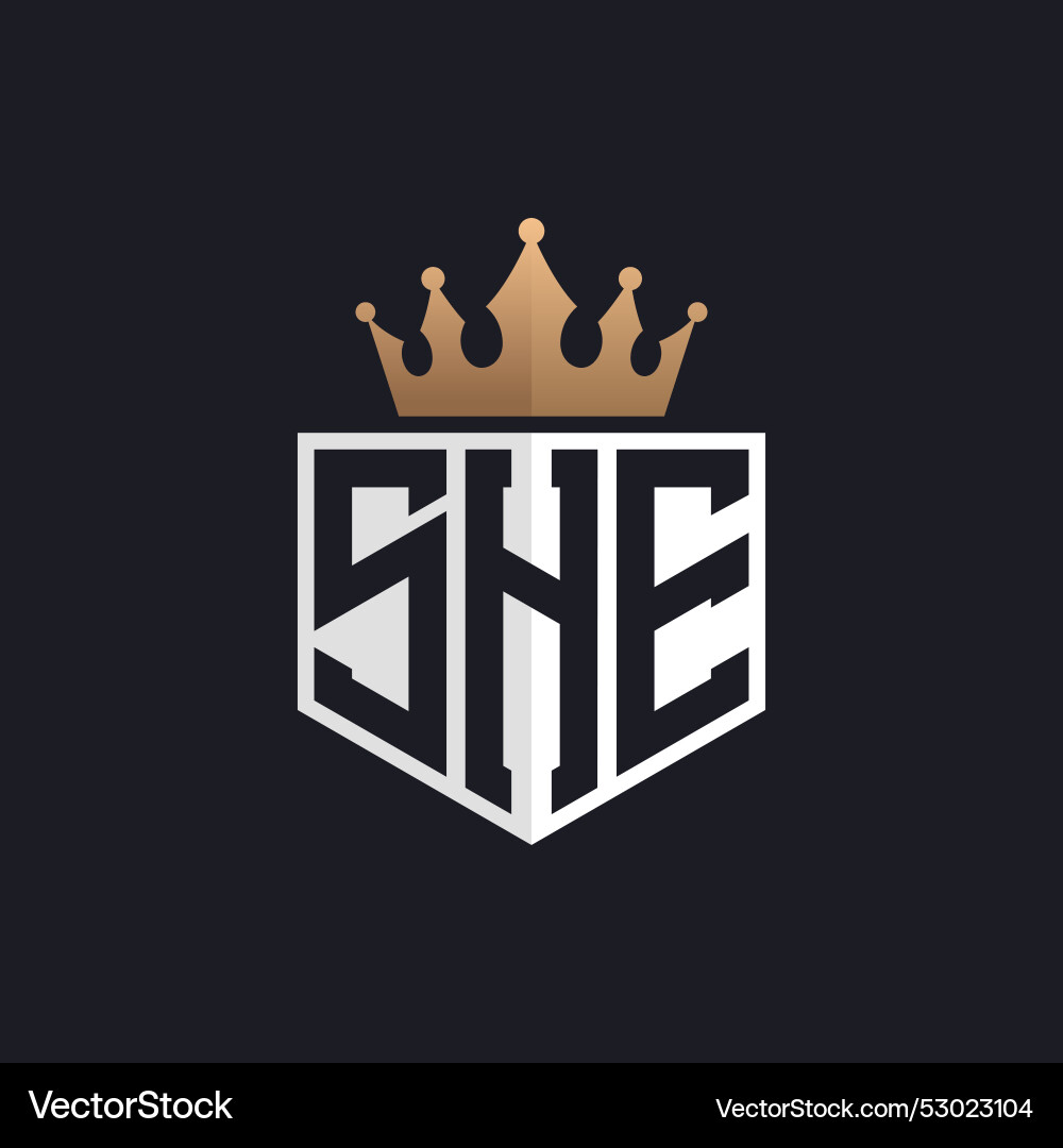 Luxury she logo with crown elegant initials Vector Image