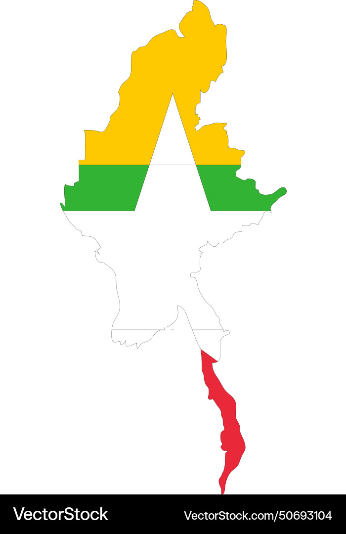 Myanmar flag in map Royalty Free Vector Image - VectorStock