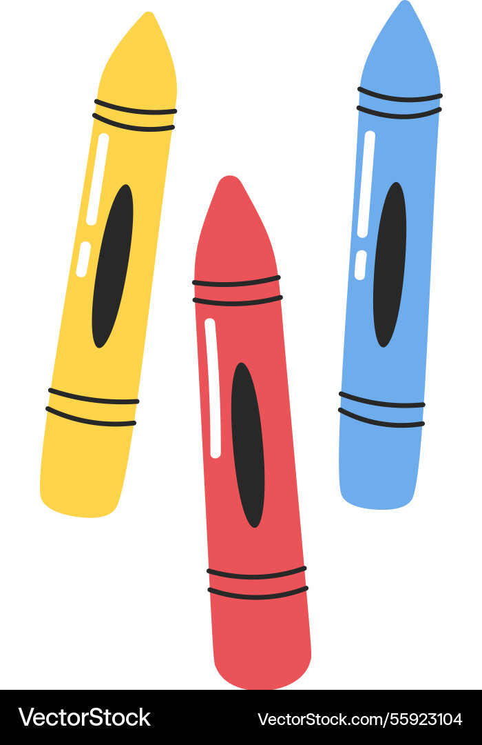 Red yellow blue crayons kit Royalty Free Vector Image