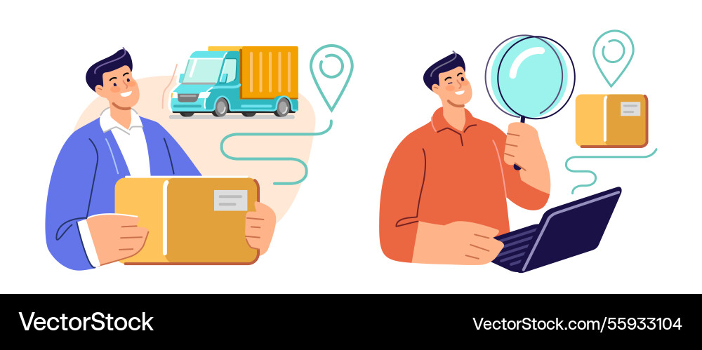 Tracking parcel using online delivery service Vector Image