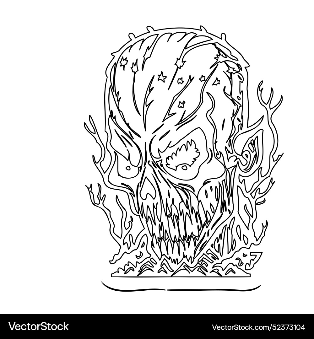 Zombie scary outline sketch Royalty Free Vector Image