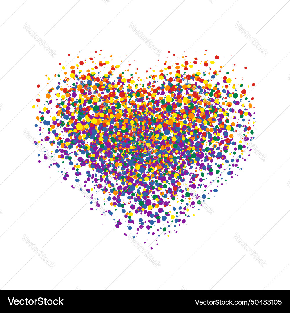 Abstract multicolor splattered heart shape icon Vector Image