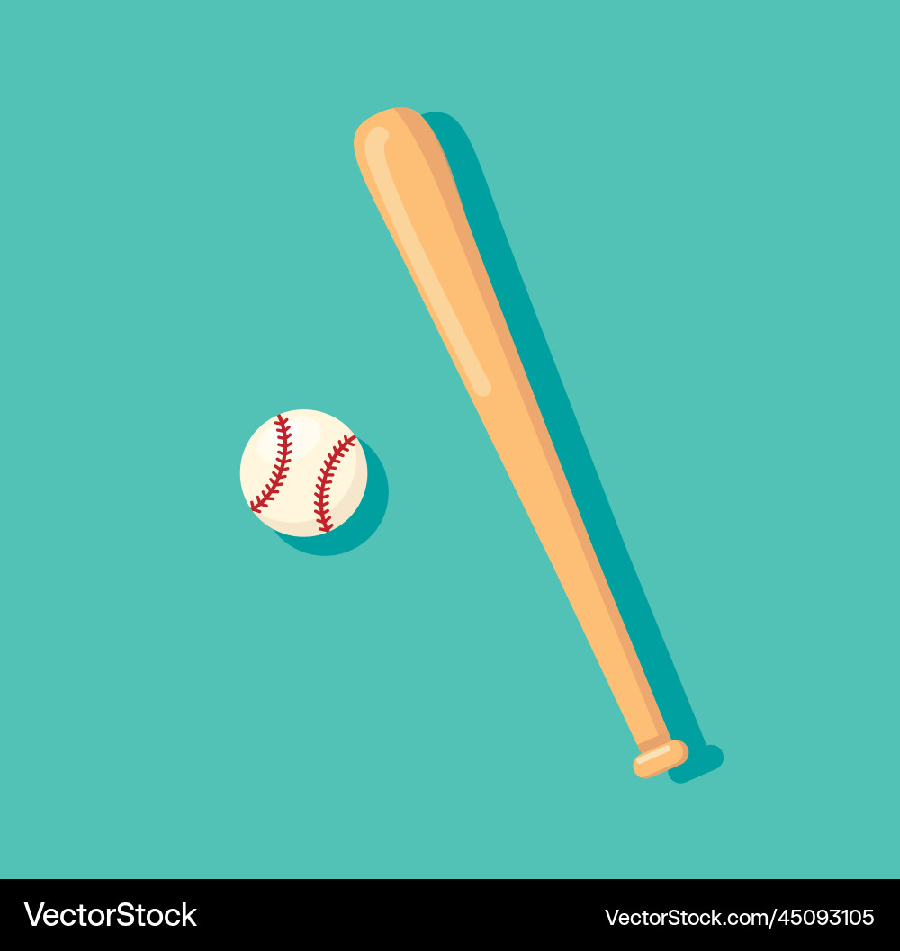 Baseball bat and ball Royalty Free Vector Image