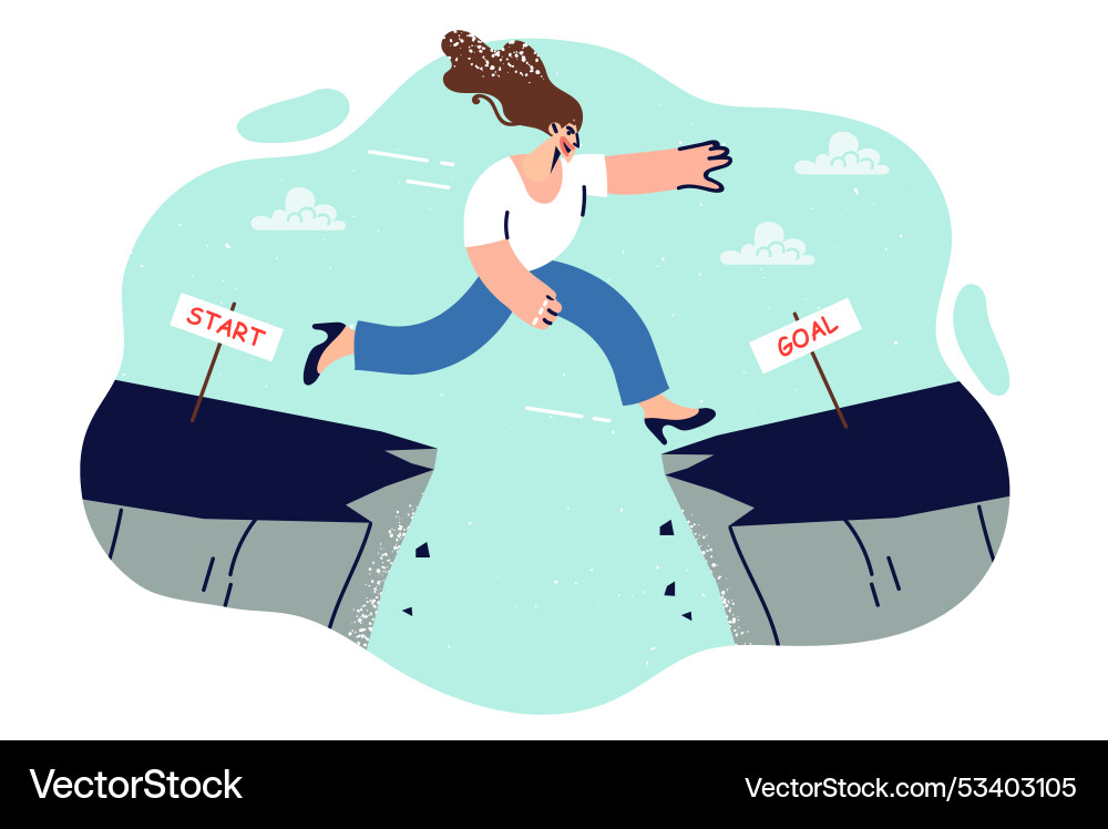 Challenge for woman leader to overcome obstacle Vector Image