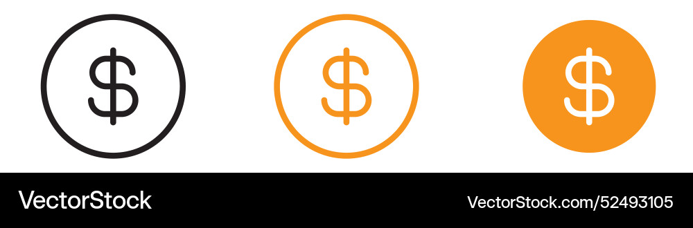 Classic dollar icon for monetary and financial Vector Image