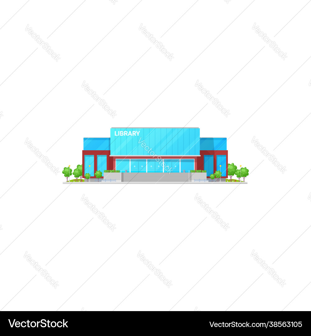 Contemporary library building facade exterior icon