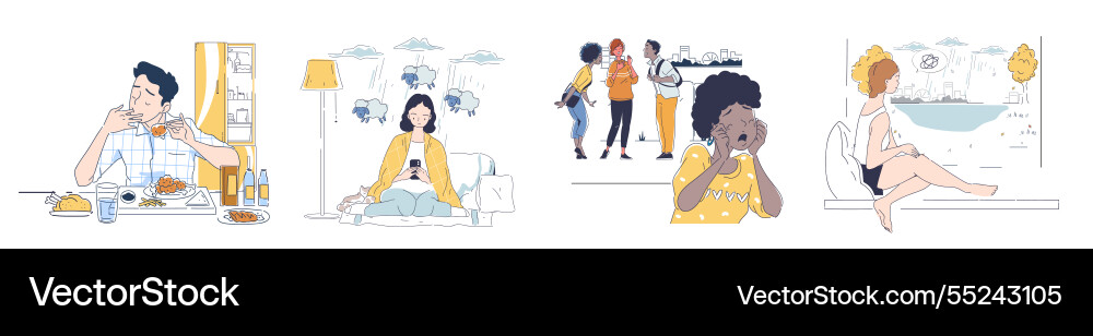 Daily life emotions Royalty Free Vector Image - VectorStock