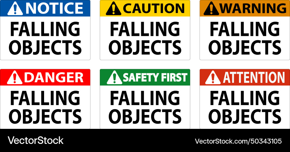 Danger sign falling objects Royalty Free Vector Image