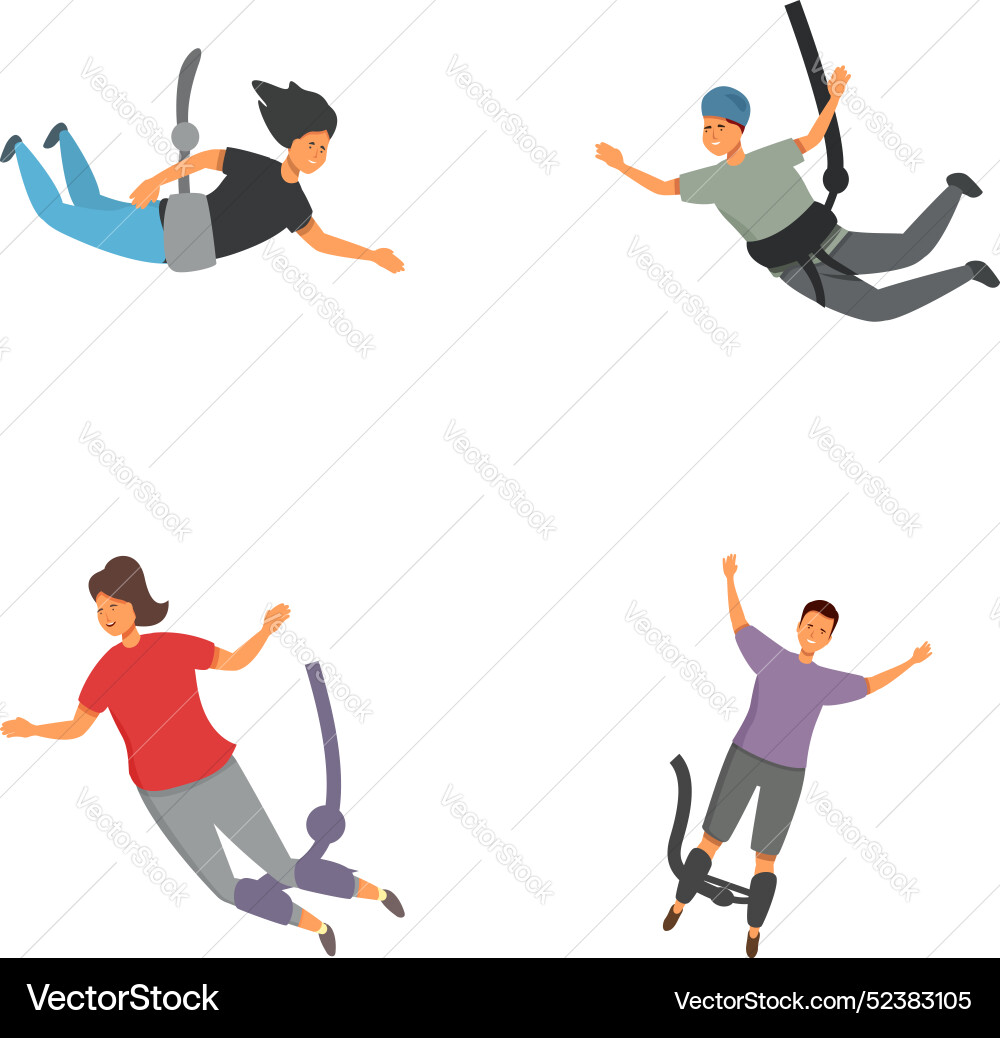 Diverse people in free fall poses set Royalty Free Vector