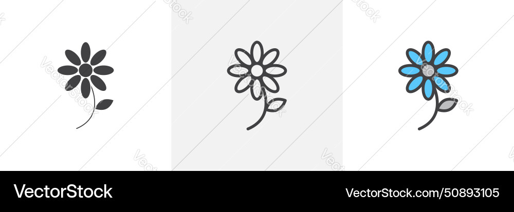 Flower icon set bloom petal spring symbol Vector Image