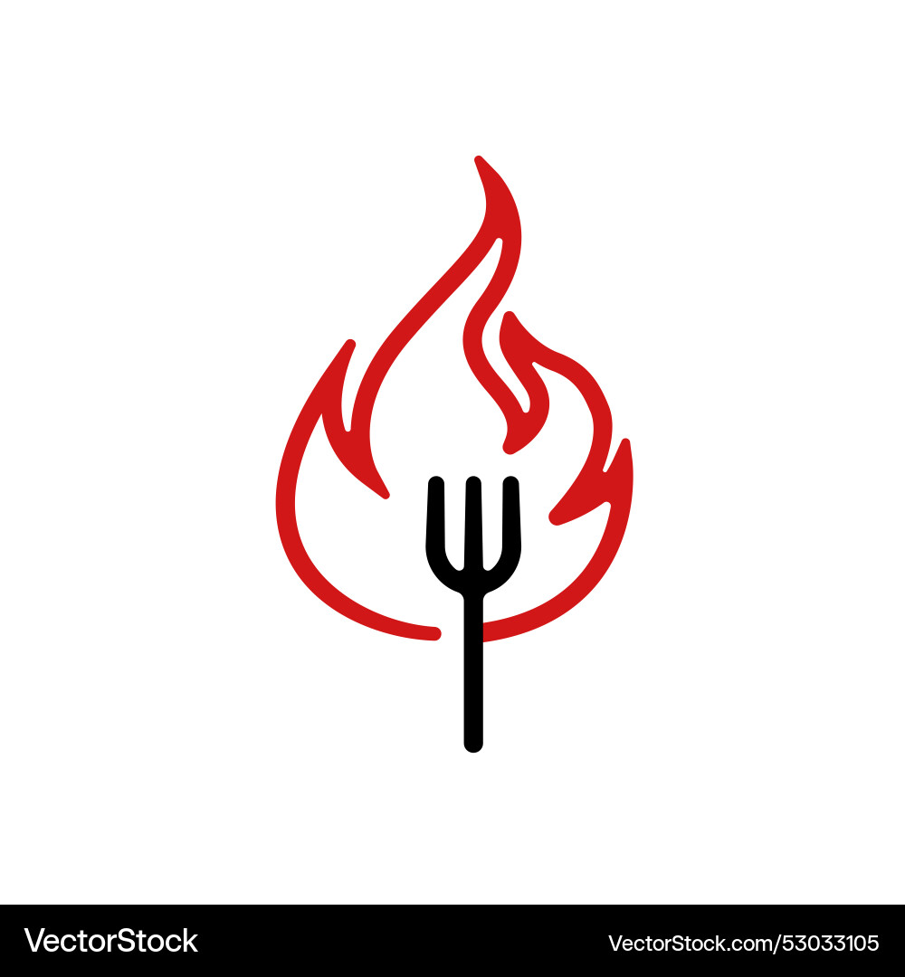 Fork fire flame logo design Royalty Free Vector Image