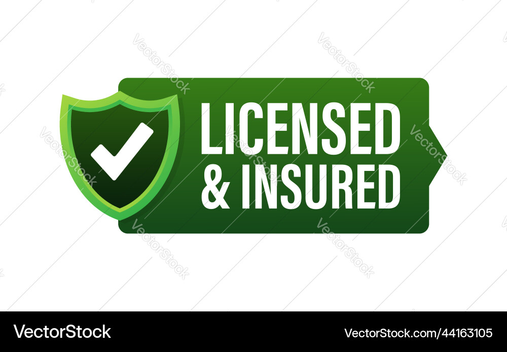Licensed and insured icon with tick mark Vector Image