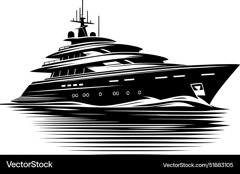 Modern luxury yacht ship silhouette isolated Vector Image