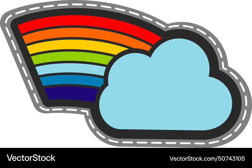 Rainbow cloud sticker colorful weather trendy Vector Image