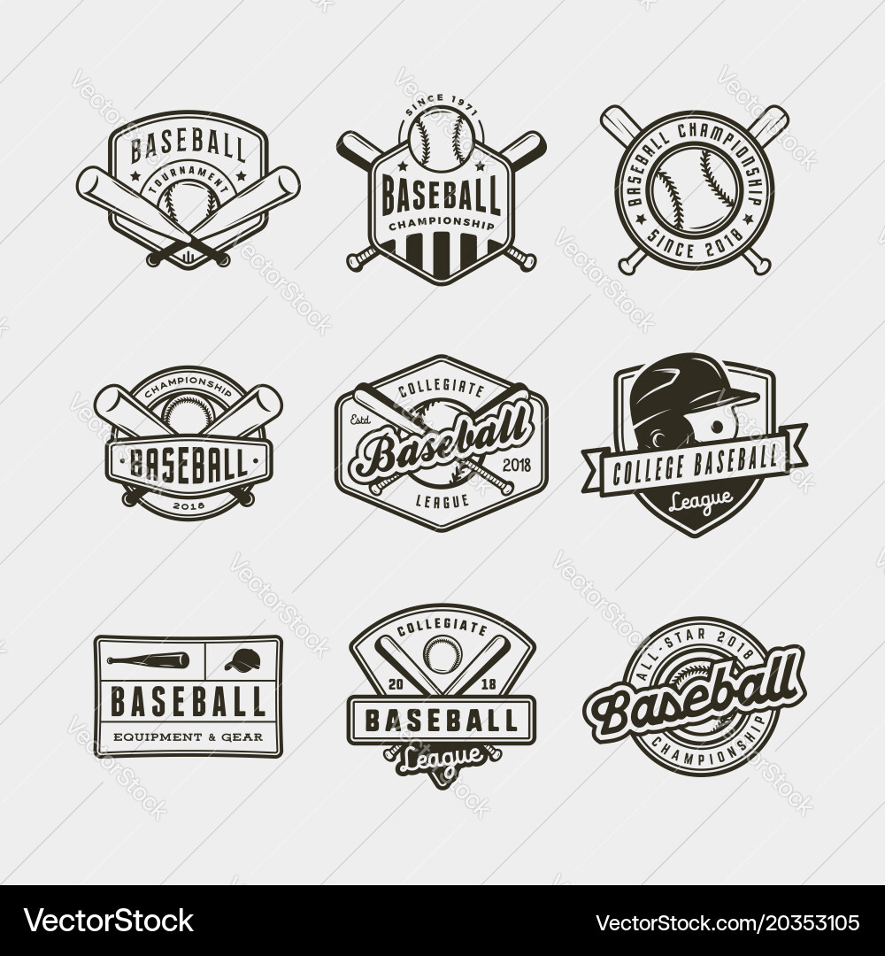 Set of vintage baseball logos Royalty Free Vector Image