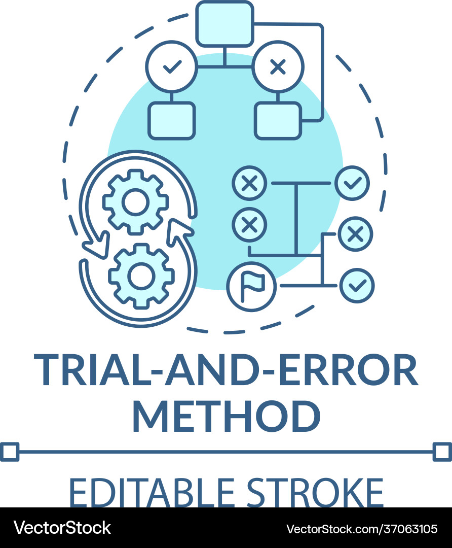 Trial and error method blue concept icon Vector Image
