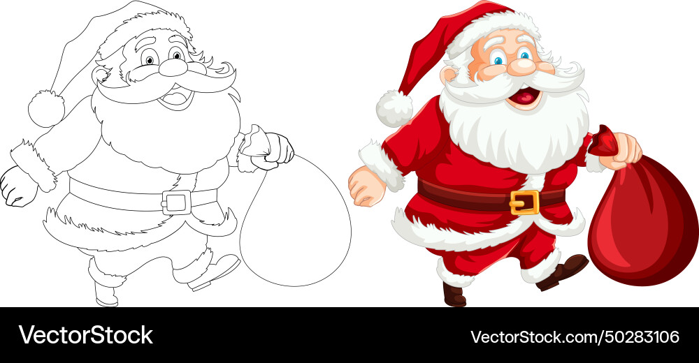 Black and white colored santa Royalty Free Vector Image