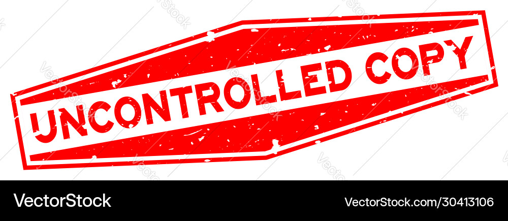 Grunge red uncontrolled copy word hexagon rubber Vector Image