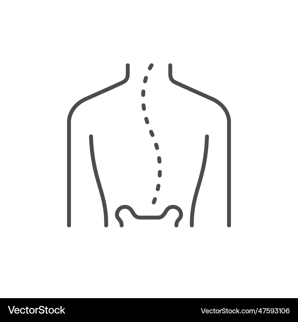 Human scoliosis line outline icon Royalty Free Vector Image