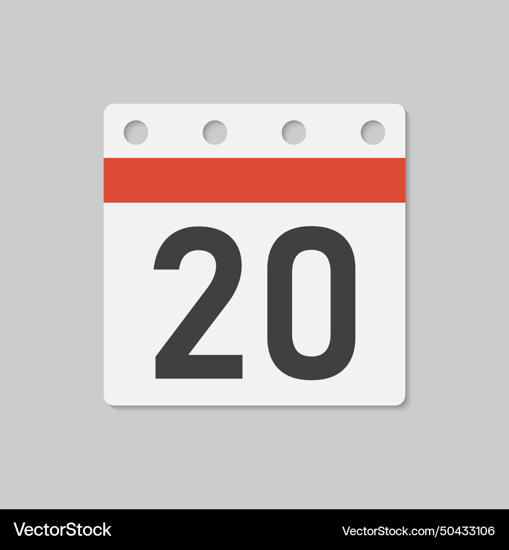 Icon page calendar - day 20 countdown Royalty Free Vector