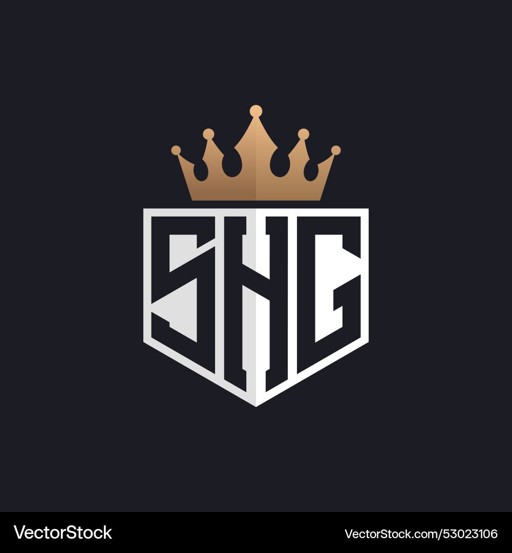 Luxury shg logo with crown elegant initials Vector Image