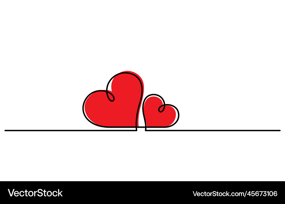 Romantic Hearts - Continuous Line Art Royalty Free Vector