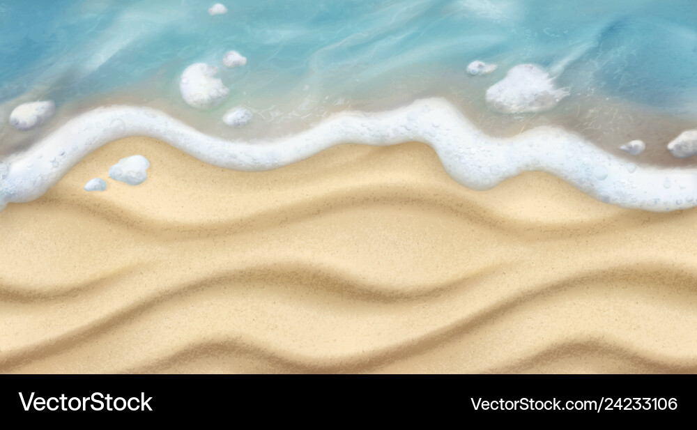 Sand and wave beach realistic background Vector Image