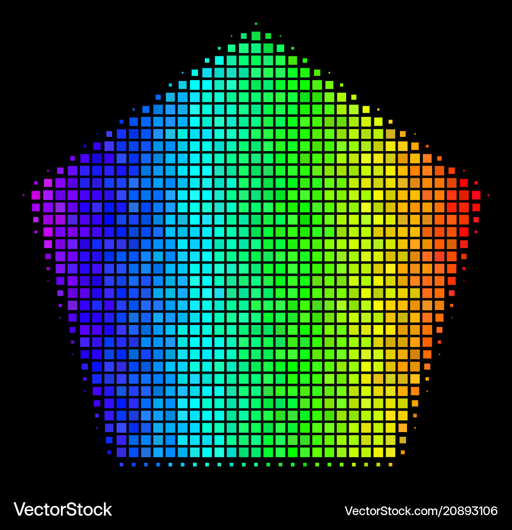 Spectrum pixel filled pentagon icon Royalty Free Vector