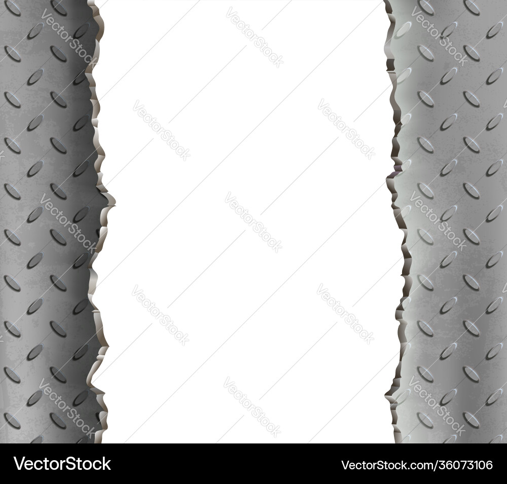 Torn metal plate template isolated on white Vector Image