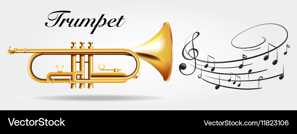 Trumpet and music notes Royalty Free Vector Image