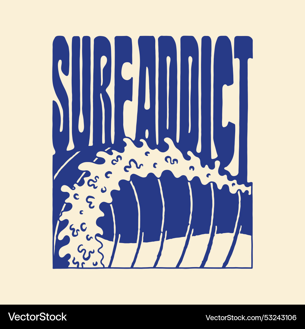 Waves surf typography Royalty Free Vector Image