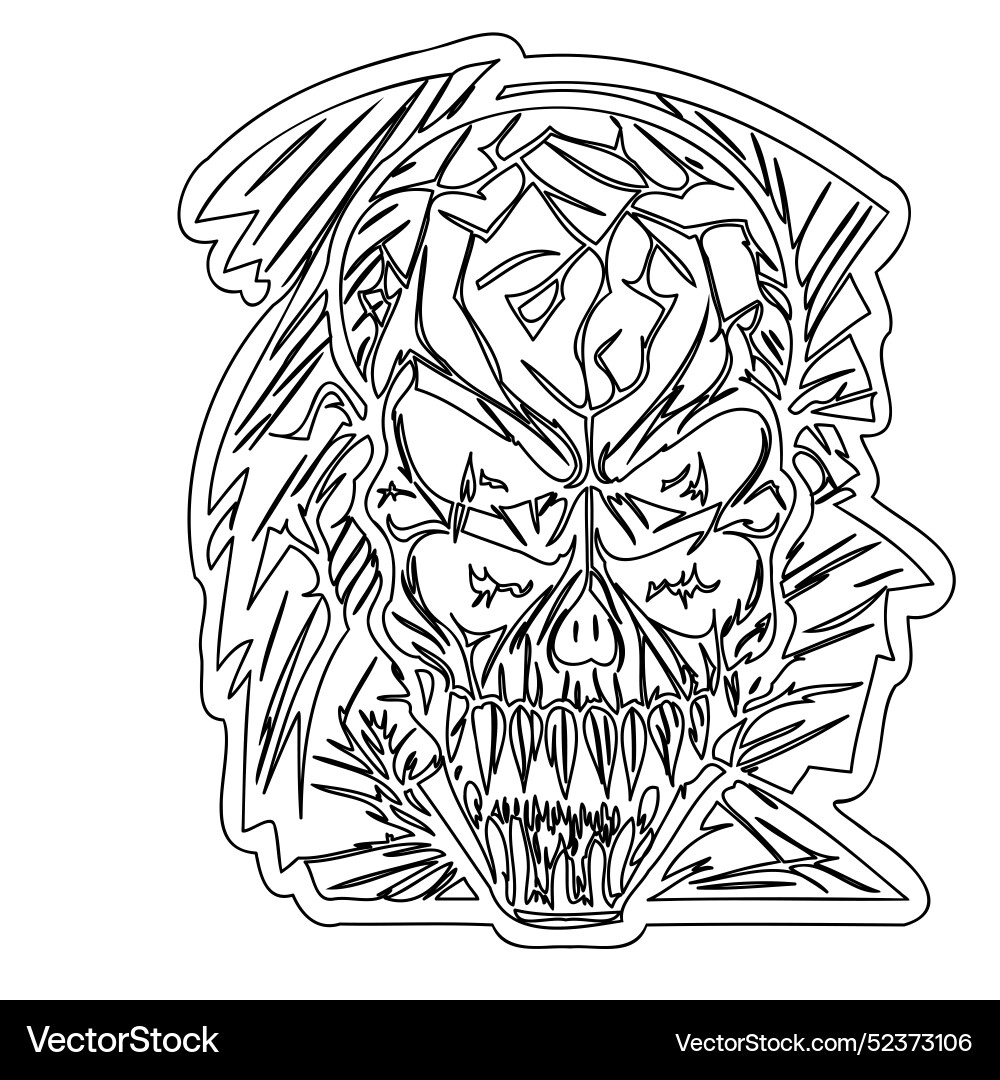 Zombie scary outline sketch Royalty Free Vector Image