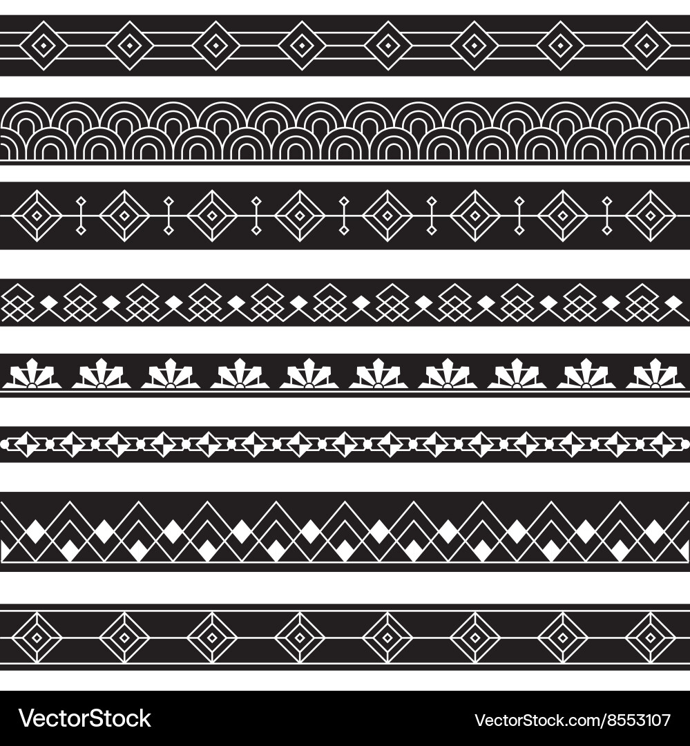 Art deco borders style line design variable Vector Image