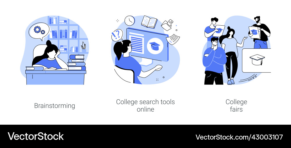 College search isolated cartoon Royalty Free Vector Image