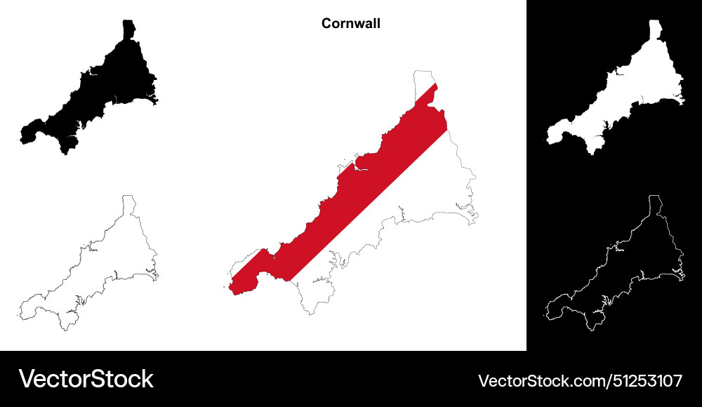 Cornwall outline map Royalty Free Vector Image