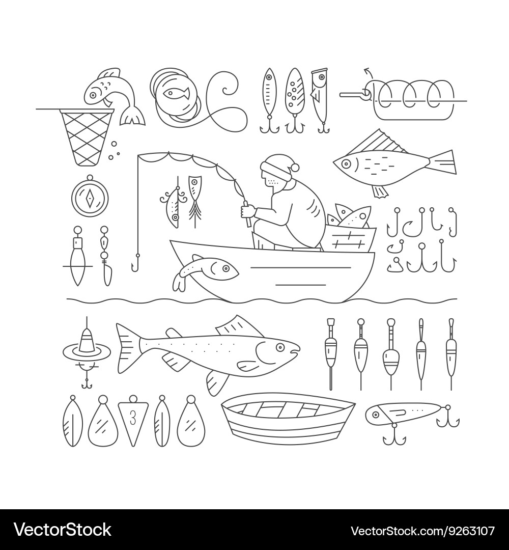 Fishing gear Royalty Free Vector Image - VectorStock