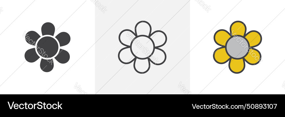 Flowers icon set floral symbol spring bloom Vector Image