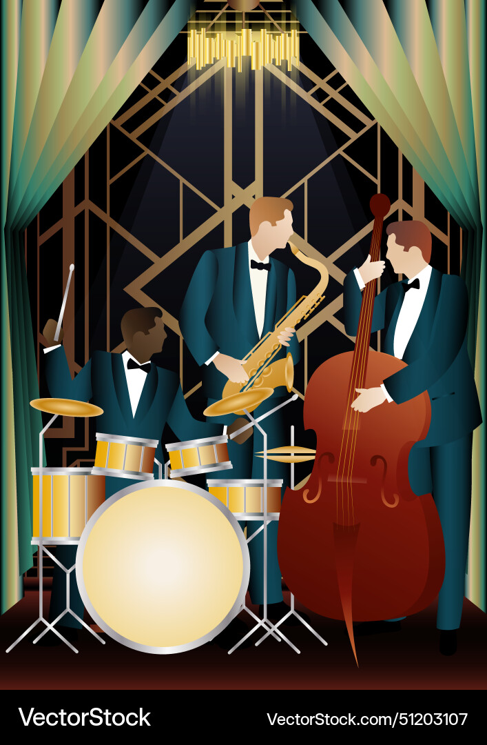 Jazz musicians on a universal background Vector Image