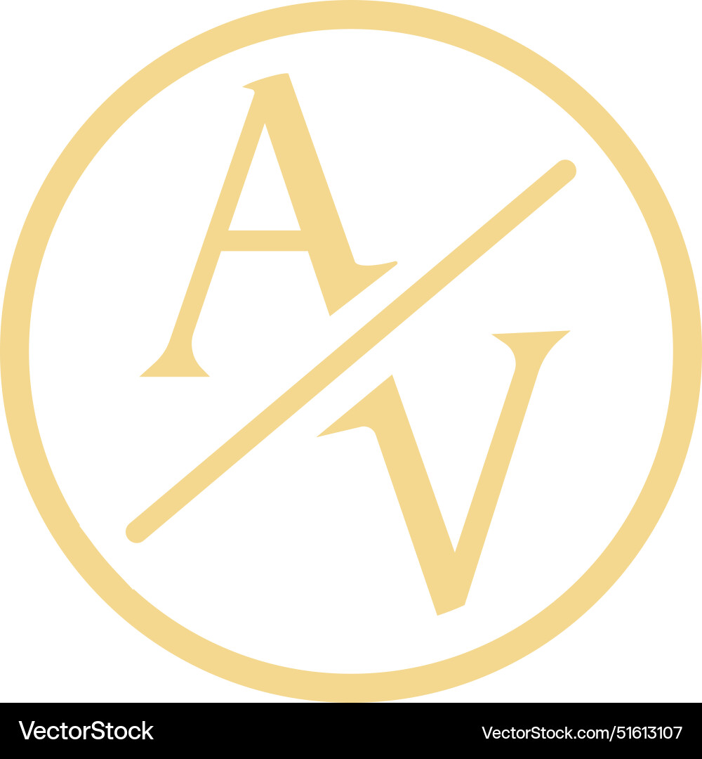 Luxury av logo design va circle icon Royalty Free Vector