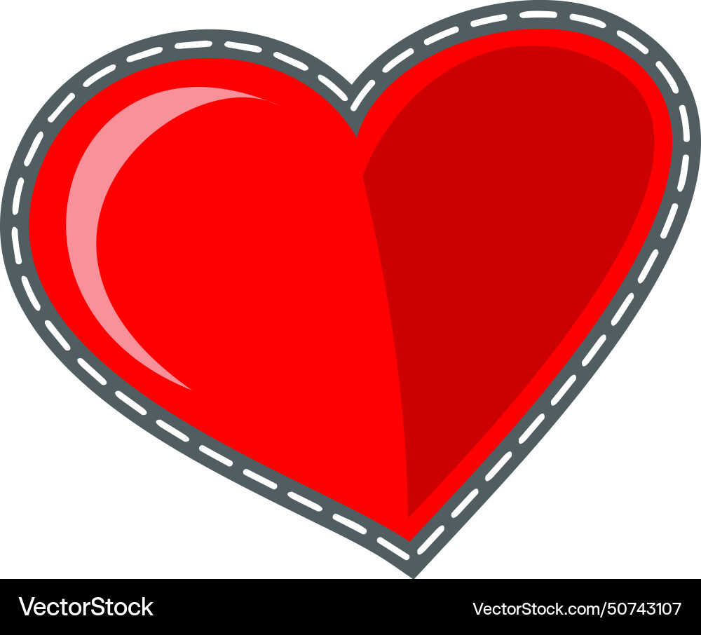 Red heart patch love symbol romantic sticker Vector Image