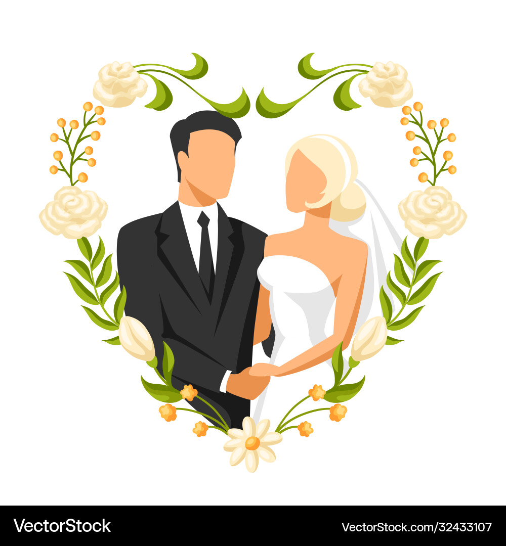 Wedding bride and groom Royalty Free Vector Image