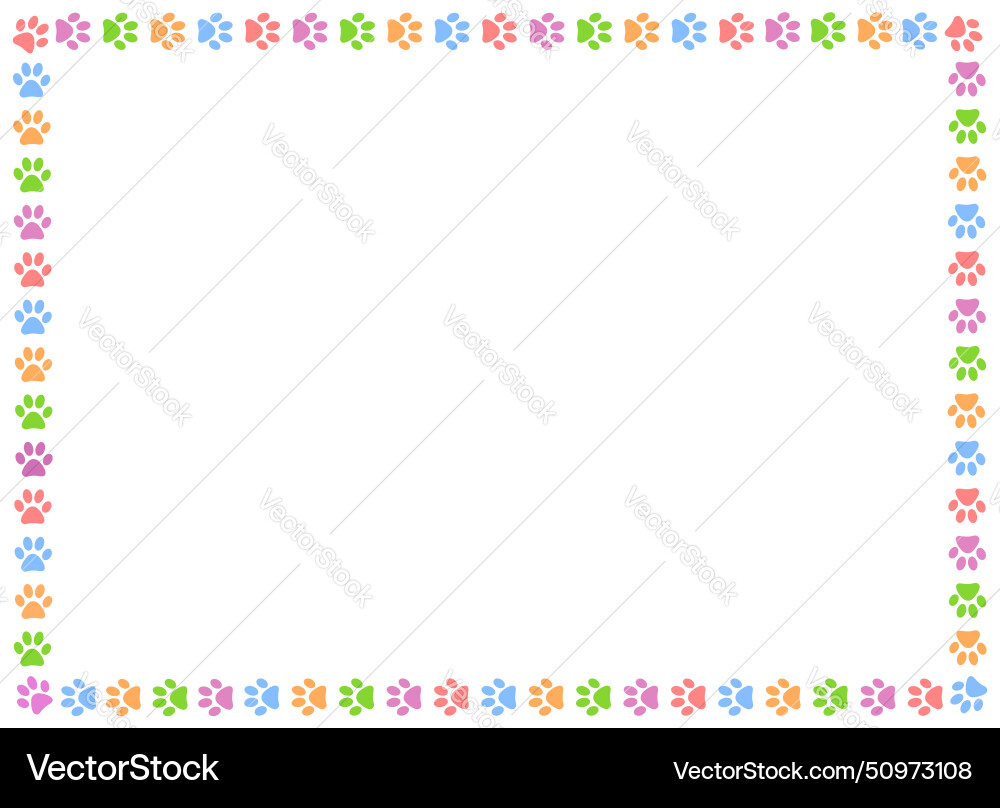 Colorful paws animal frame design template Vector Image