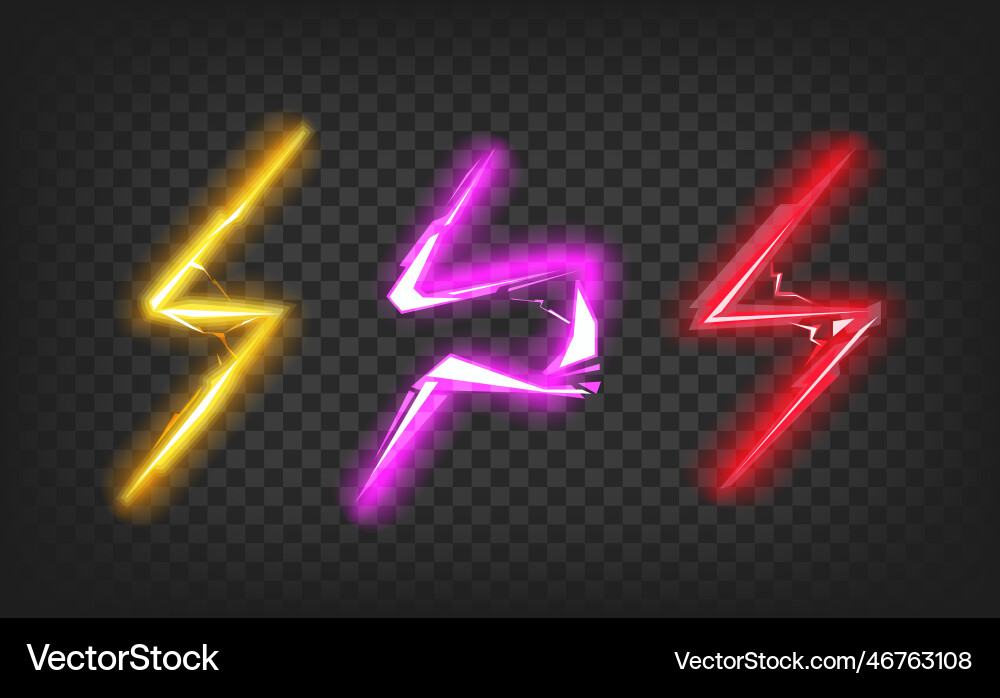 Electric color flashes set isolated Royalty Free Vector